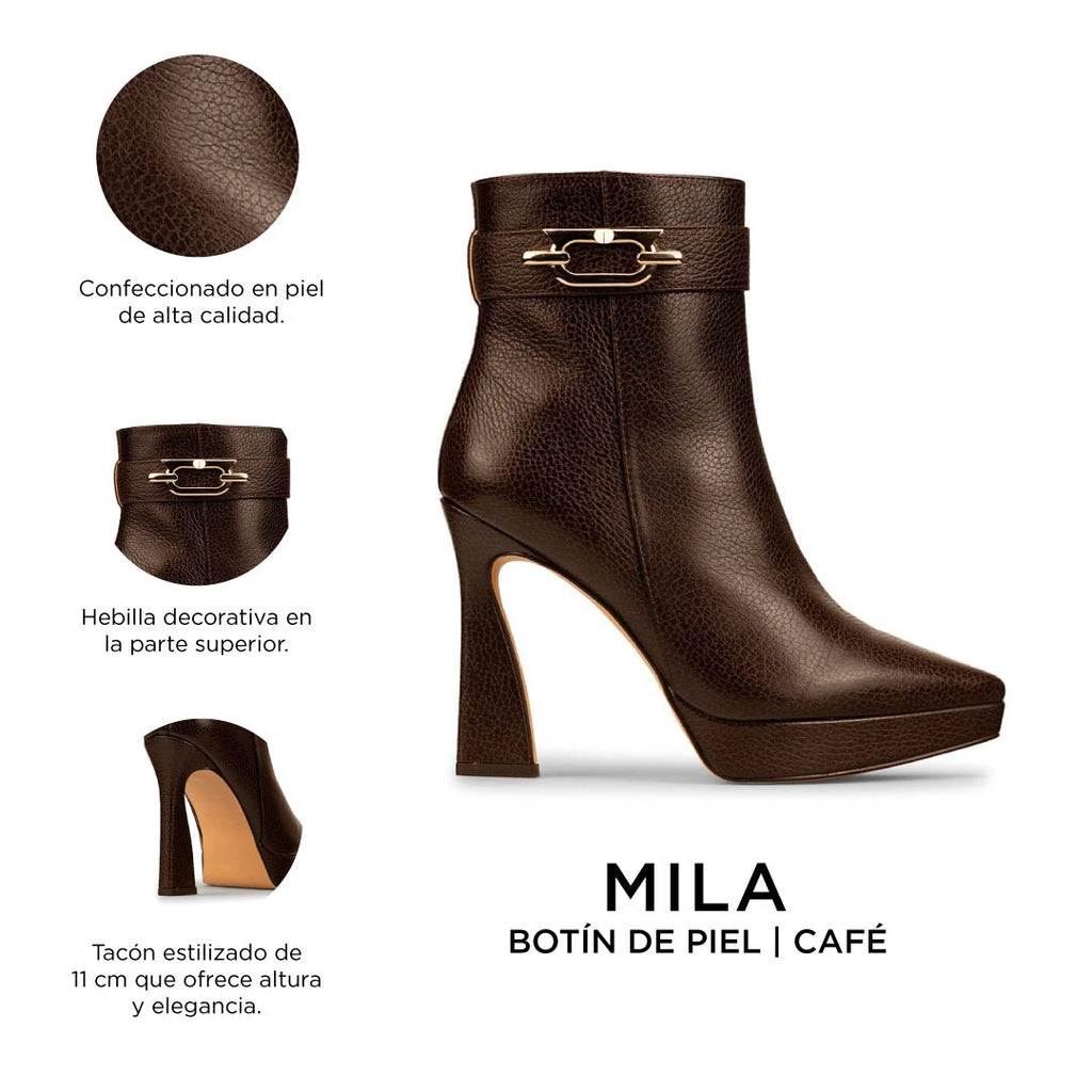 MILA | BOTÍN DE PIEL CAFÉ – Davenia
